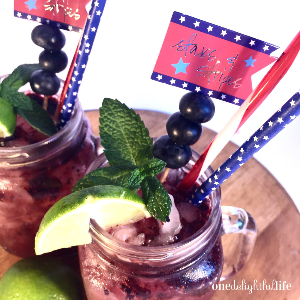 Berry Rum Smash with Lime Cocktail - One Delightful Life